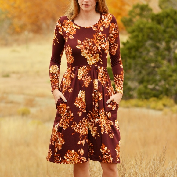 Reborn J | Dresses | Nwt Burgundy And Gold Floral Dress Reborn J | Poshmark